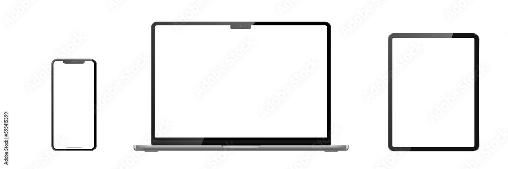 Set of laptop, tablet, phone on transparent background with transparent ...