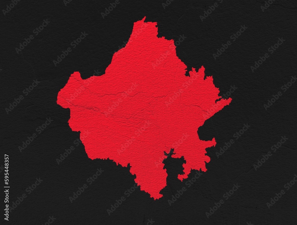 Rajasthan red map on isolated black textured background. High quality ...