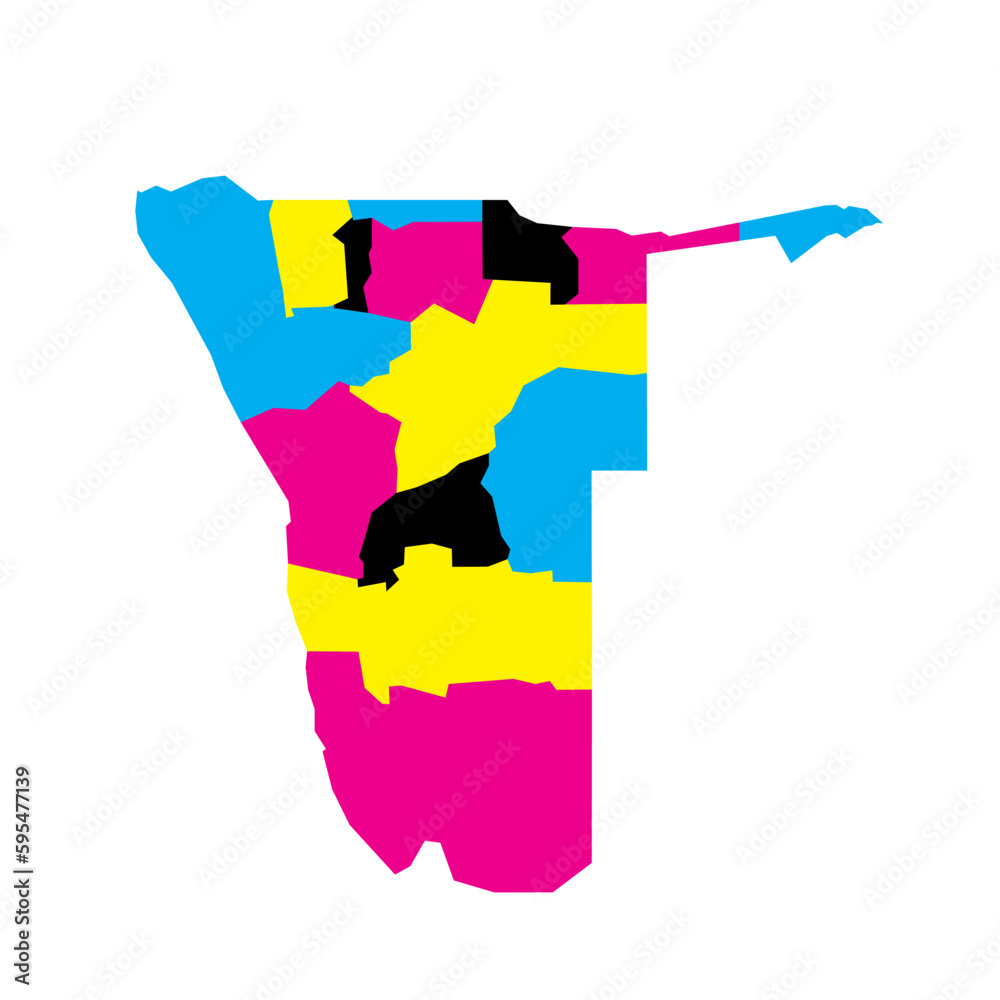 Namibia political map of administrative divisions - regions. Blank ...