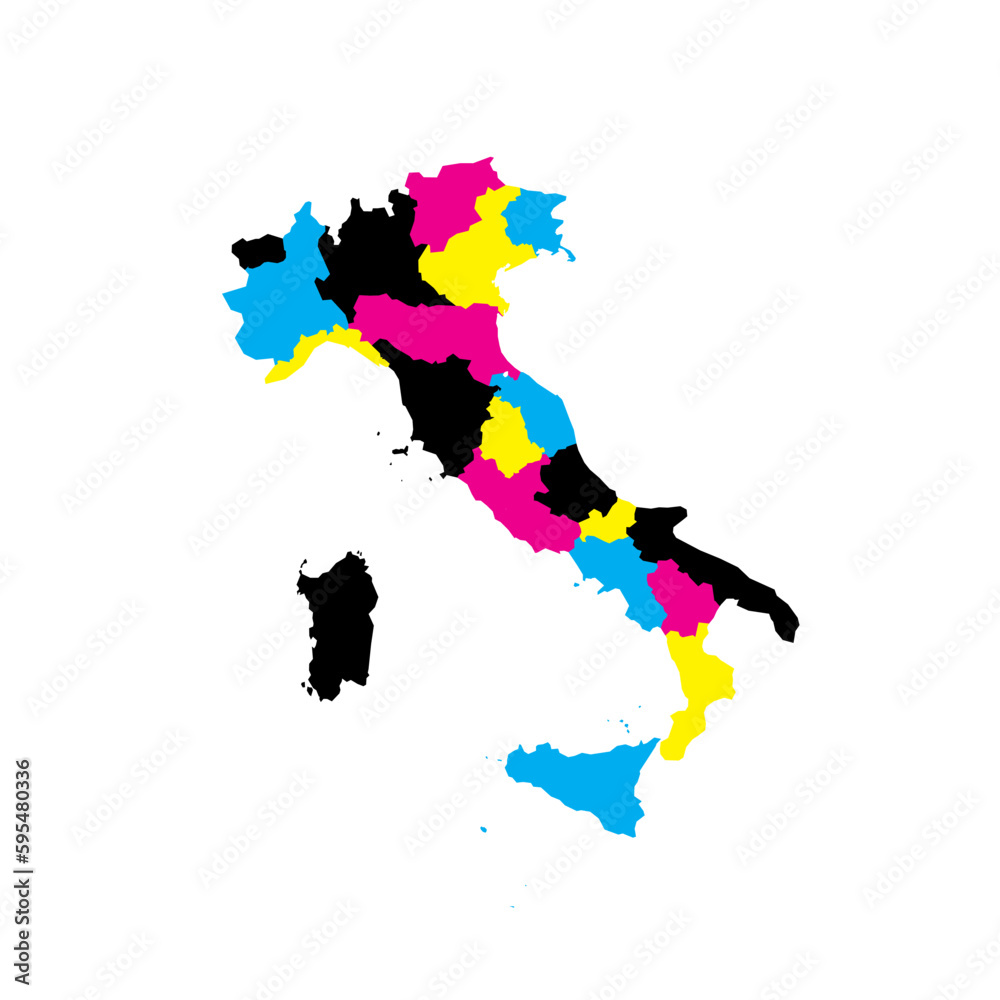 Italy political map of administrative divisions - regions. Blank vector ...