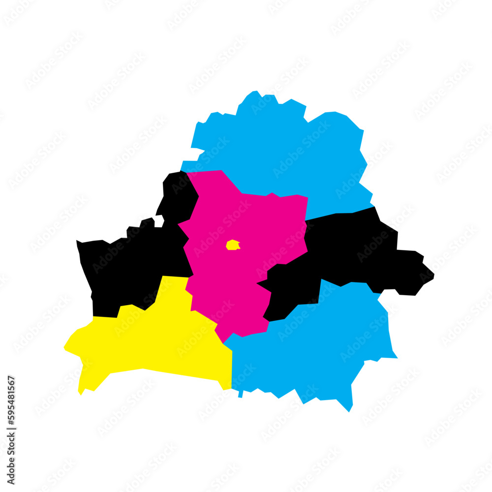 Belarus political map of administrative divisions - regions and one ...