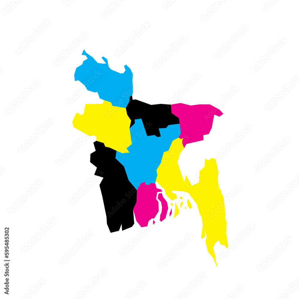 Bangladesh political map of administrative divisions - divisions. Blank ...
