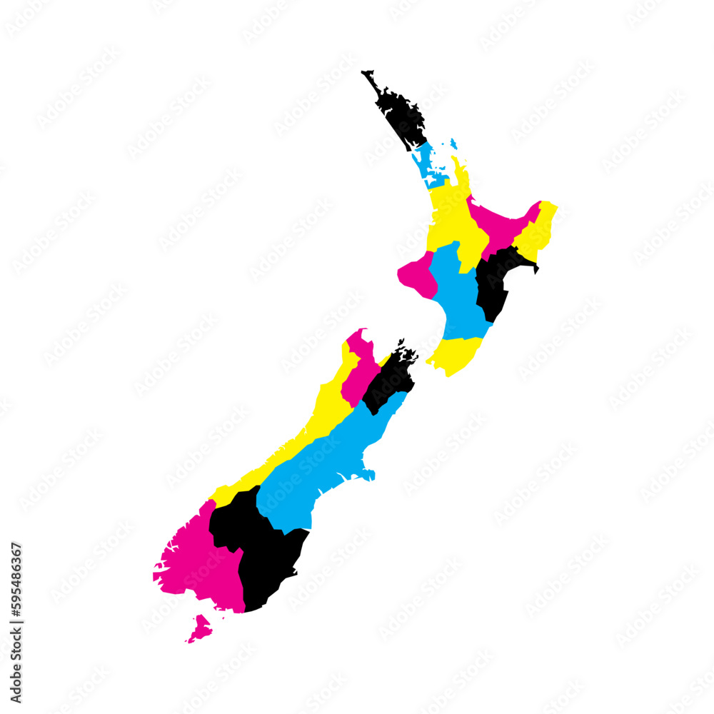 New Zealand political map of administrative divisions - regions. Blank ...