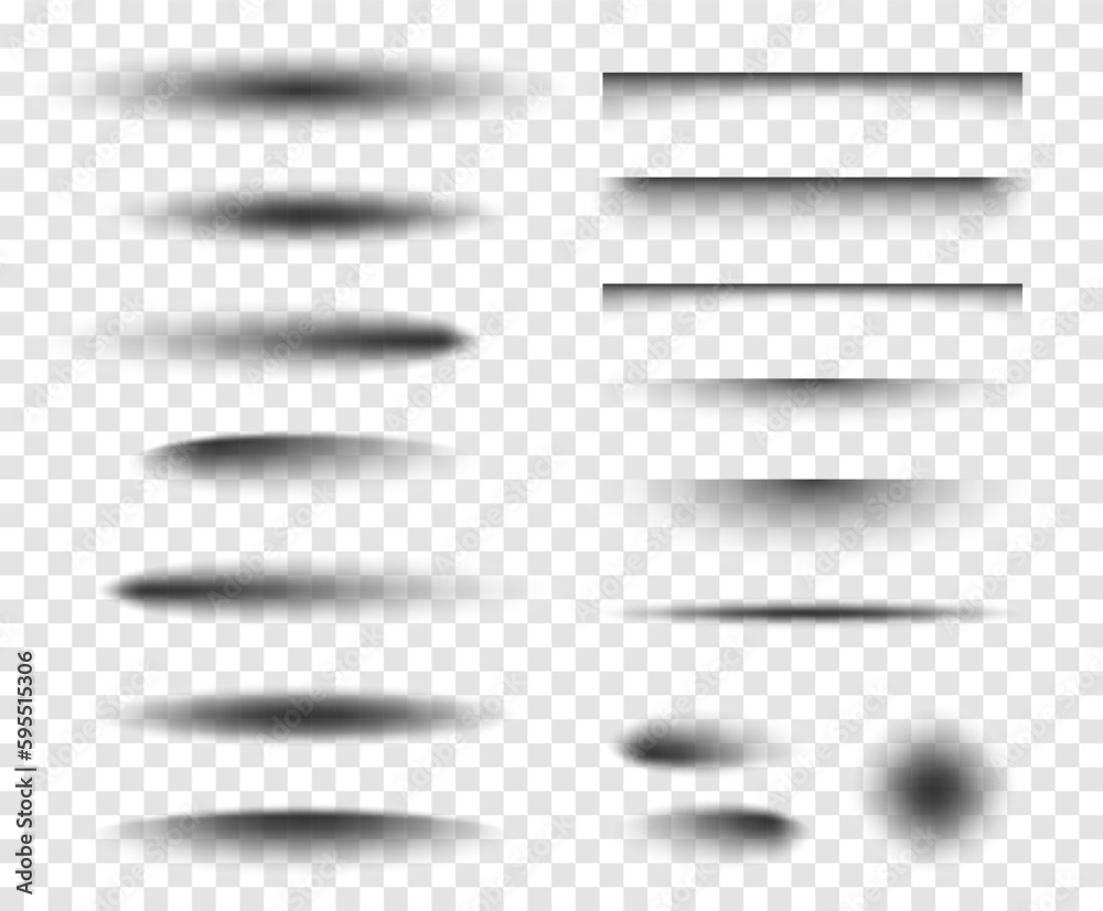 Shadows in transparent background. Vector oval drop shadows effect ...
