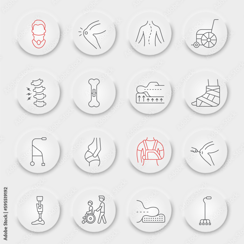 Rehabilitation line icon set, therapy symbols collection, vector ...