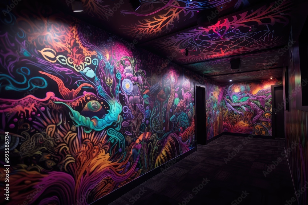 blacklight and uv-reactive mural, bringing to life the hidden details ...