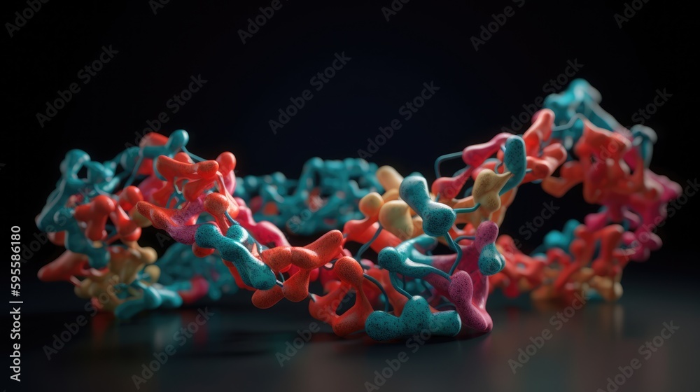 Ilustrace 3d Visualization Of Protein Folding Structure Intricate Molecular Representation For