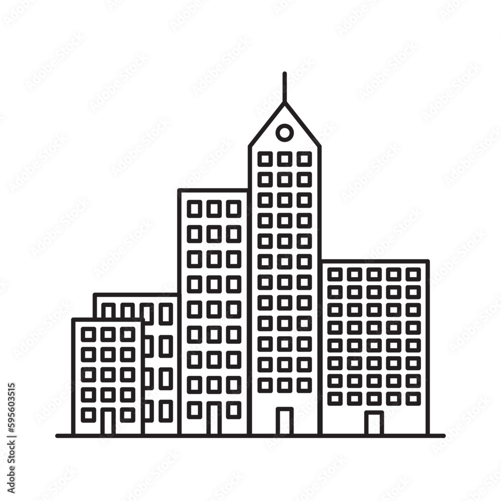City vector linear icon. Buildings flat sign design. Building symbol ...
