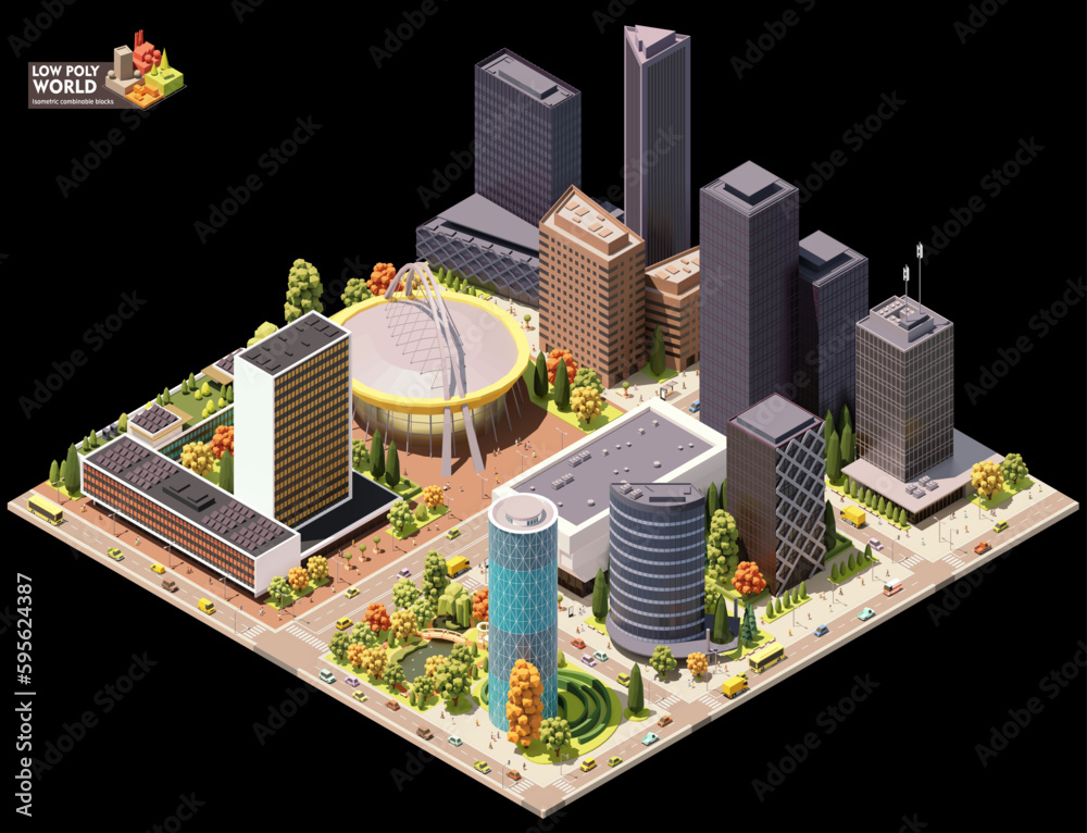 Vector isometric world map creation set. Combinable map elements. City ...
