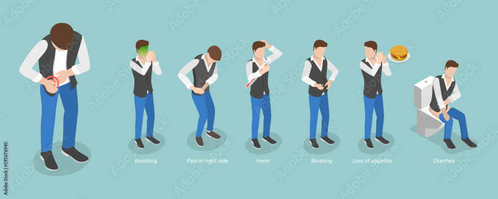 3D Isometric Flat Vector Conceptual Illustration of Appendicitis ...