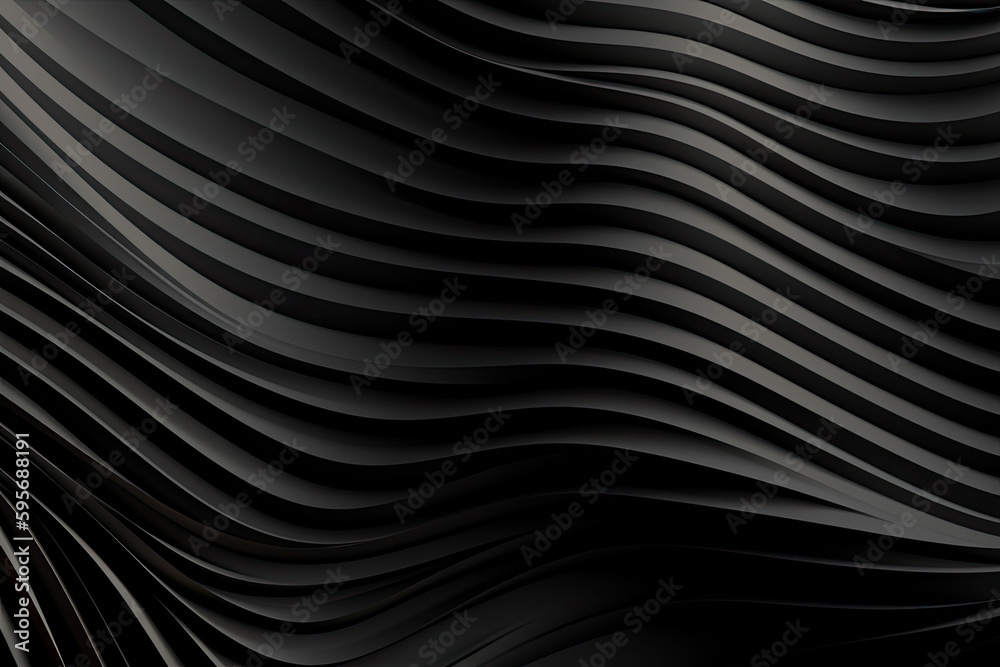 Glossy black wavy texture. Glowing wallpaper with abstract shapes ...