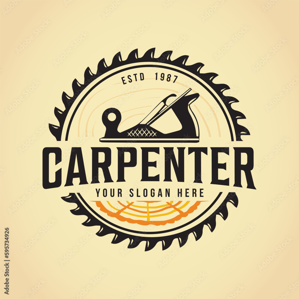 Image vectorielle Stock Carpentry Logo Design and Vector Illustration ...