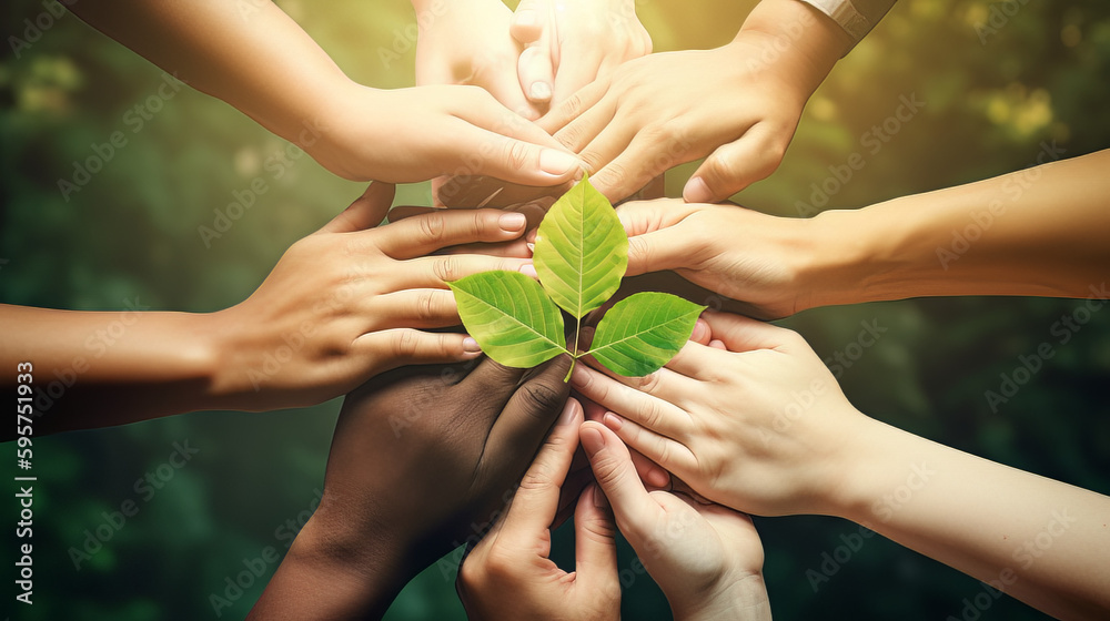 World environment day. Global community teamwork, CSR, and ESG environmental energy-saving ...