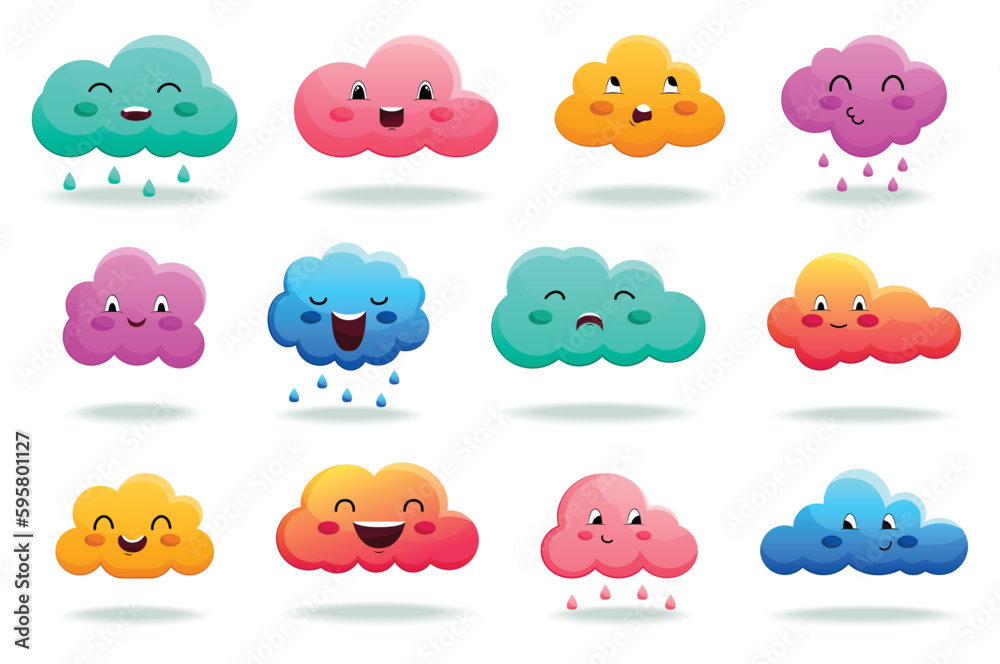 Concept Cloud characters. This illustration features a set of flat ...