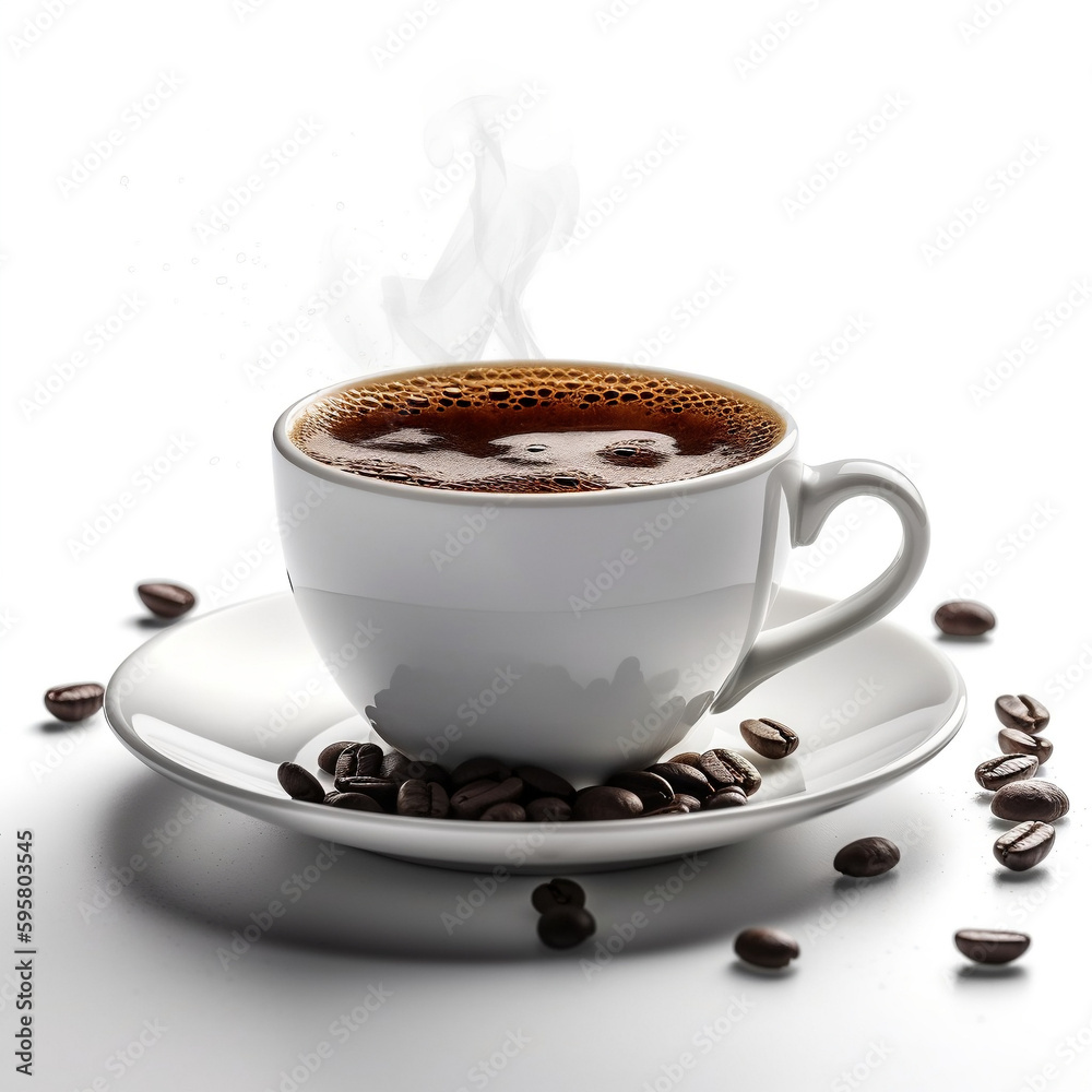 cup of coffee , white background for commercials, web pages, cafeteria ...