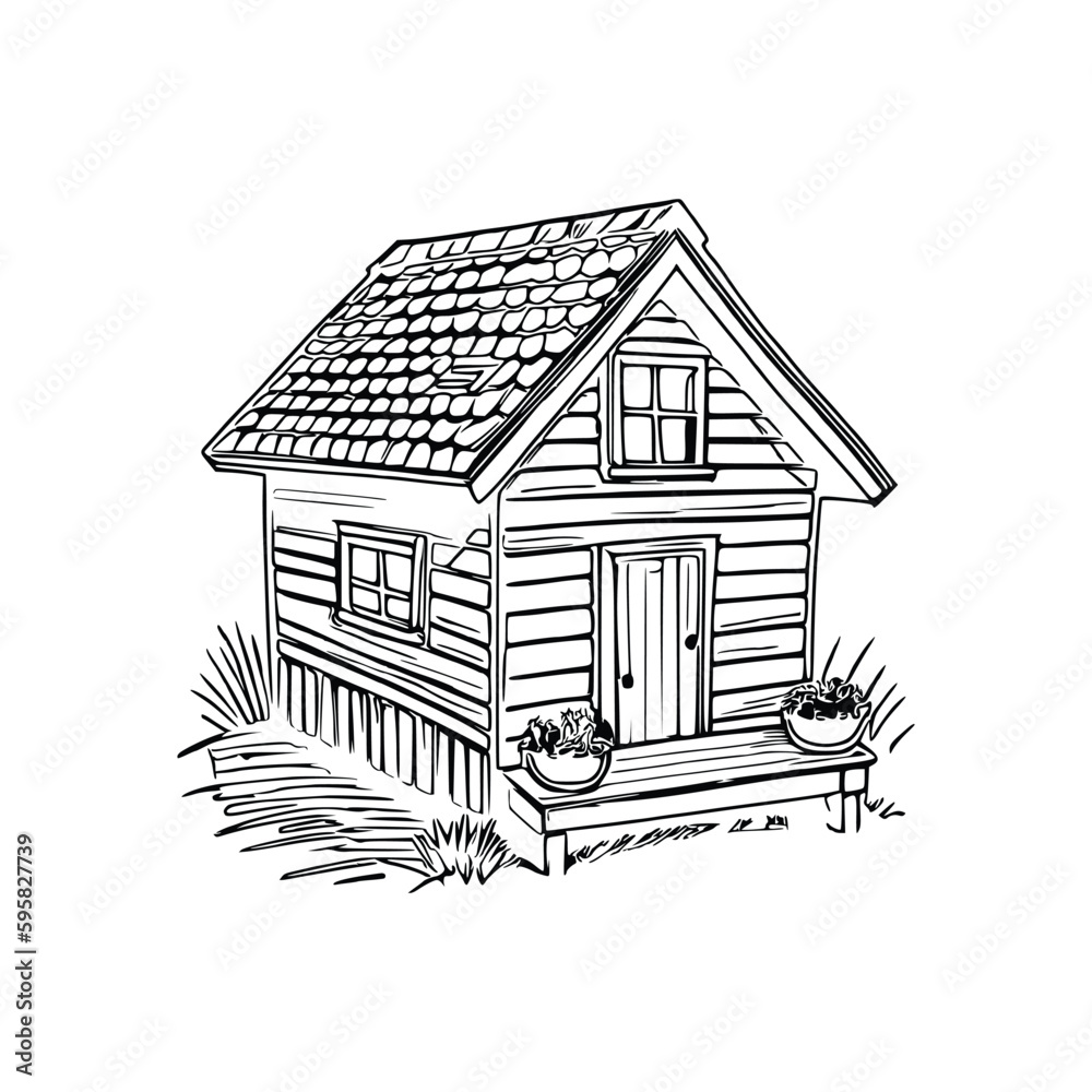 Animal house coloring book, Dog house coloring page, black and white ...