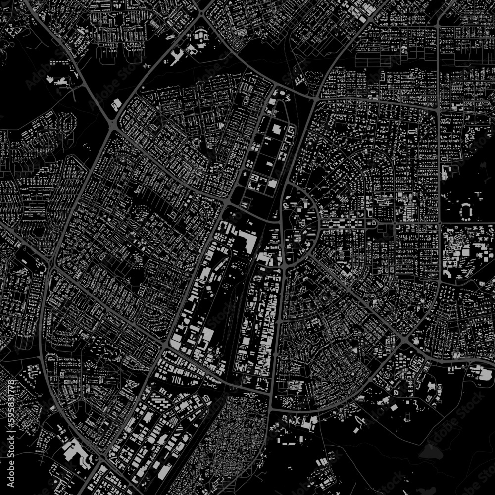 Gaborone city map, capital of Botswana. Municipal administrative black ...