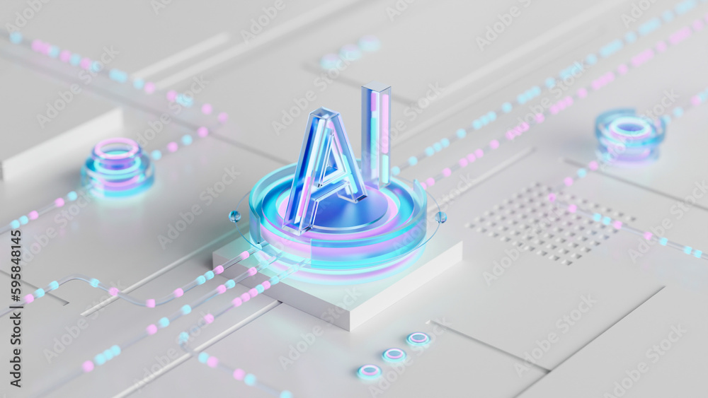 Artificial intelligence AI neural network digital brain machine deep ...