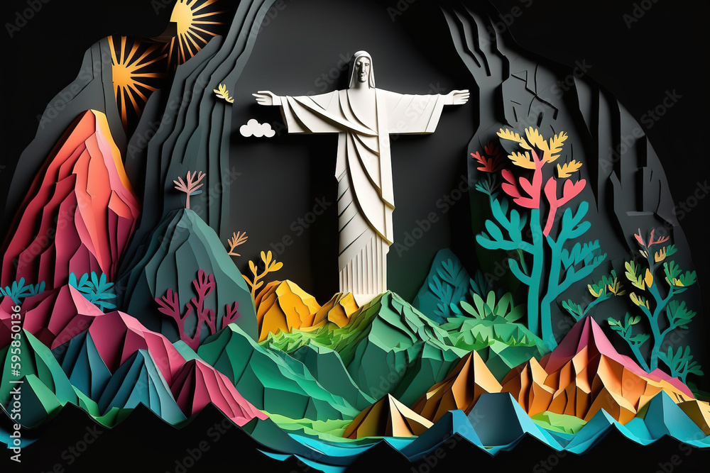 Christ the Redeemer papercut craft art. 3D Papercut paper art craft ...