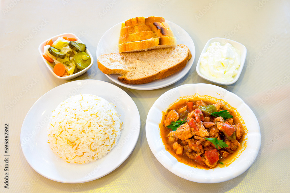 Traditional delicious Turkish food; Turkish style rice pilaf (Turkish ...