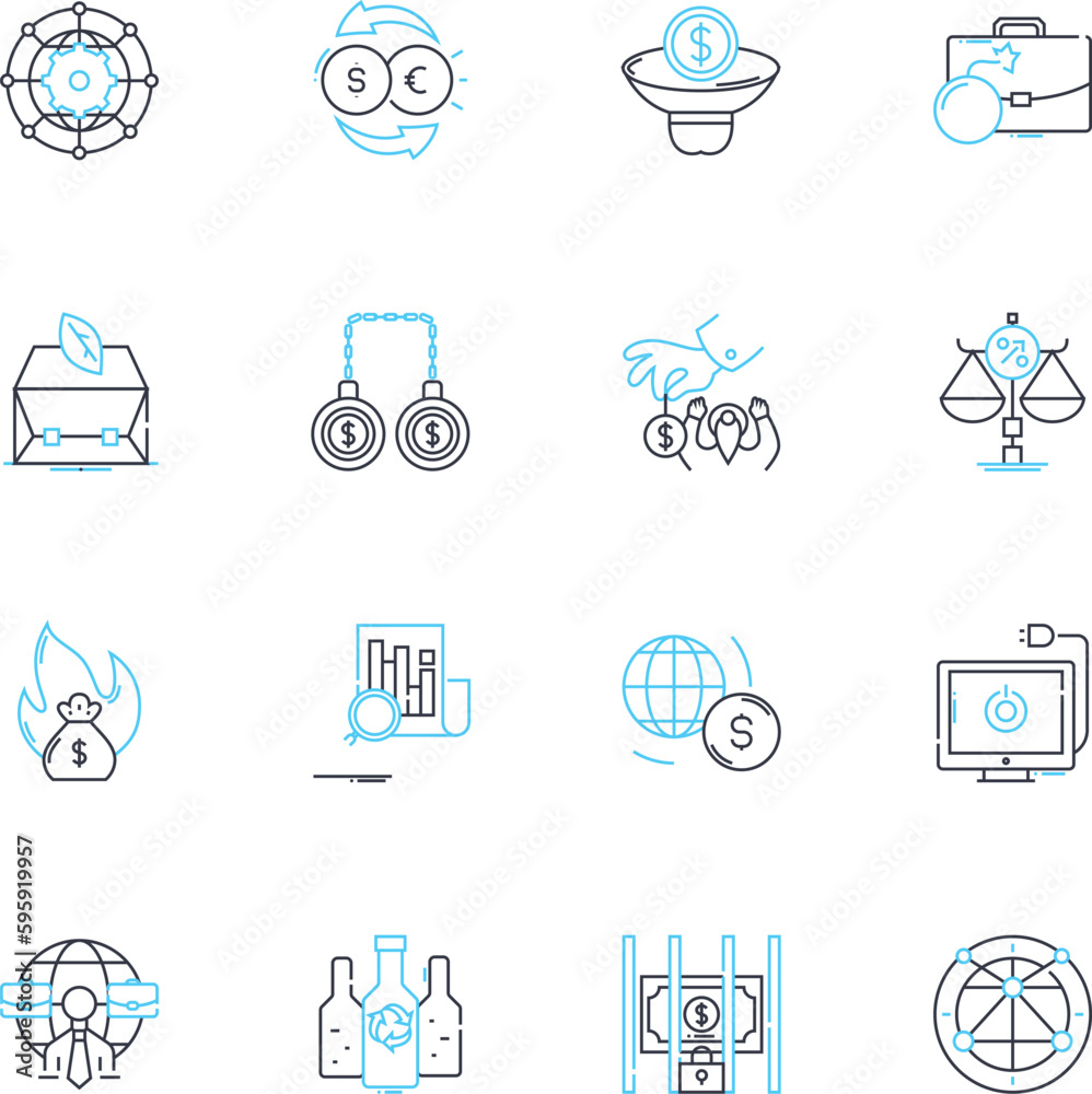 Government deceit linear icons set. Corruption, Deception, Manipulation ...