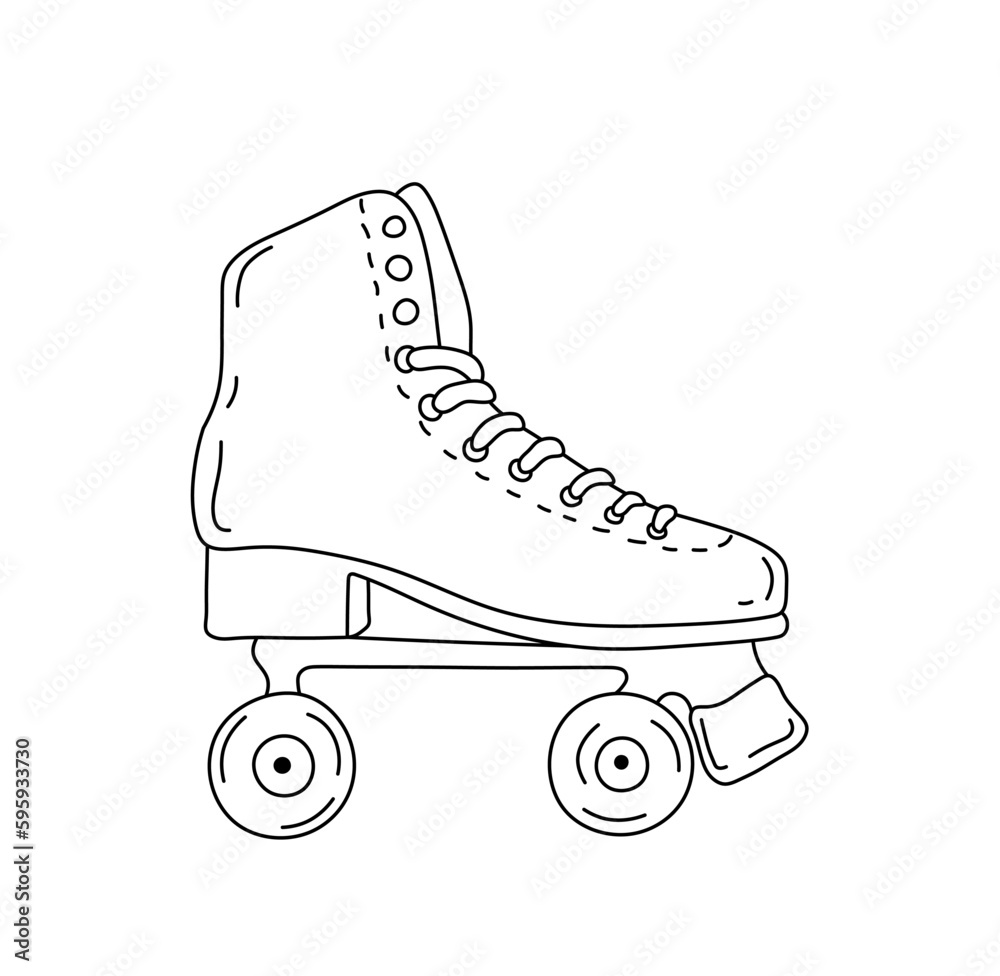 Vector isolated one single retro vintage roller skate boot colorless ...