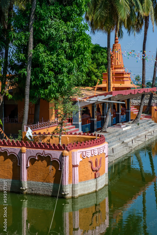 Scenic ancient Hindu Temple at Ramdara near Pune India. The Temple was ...