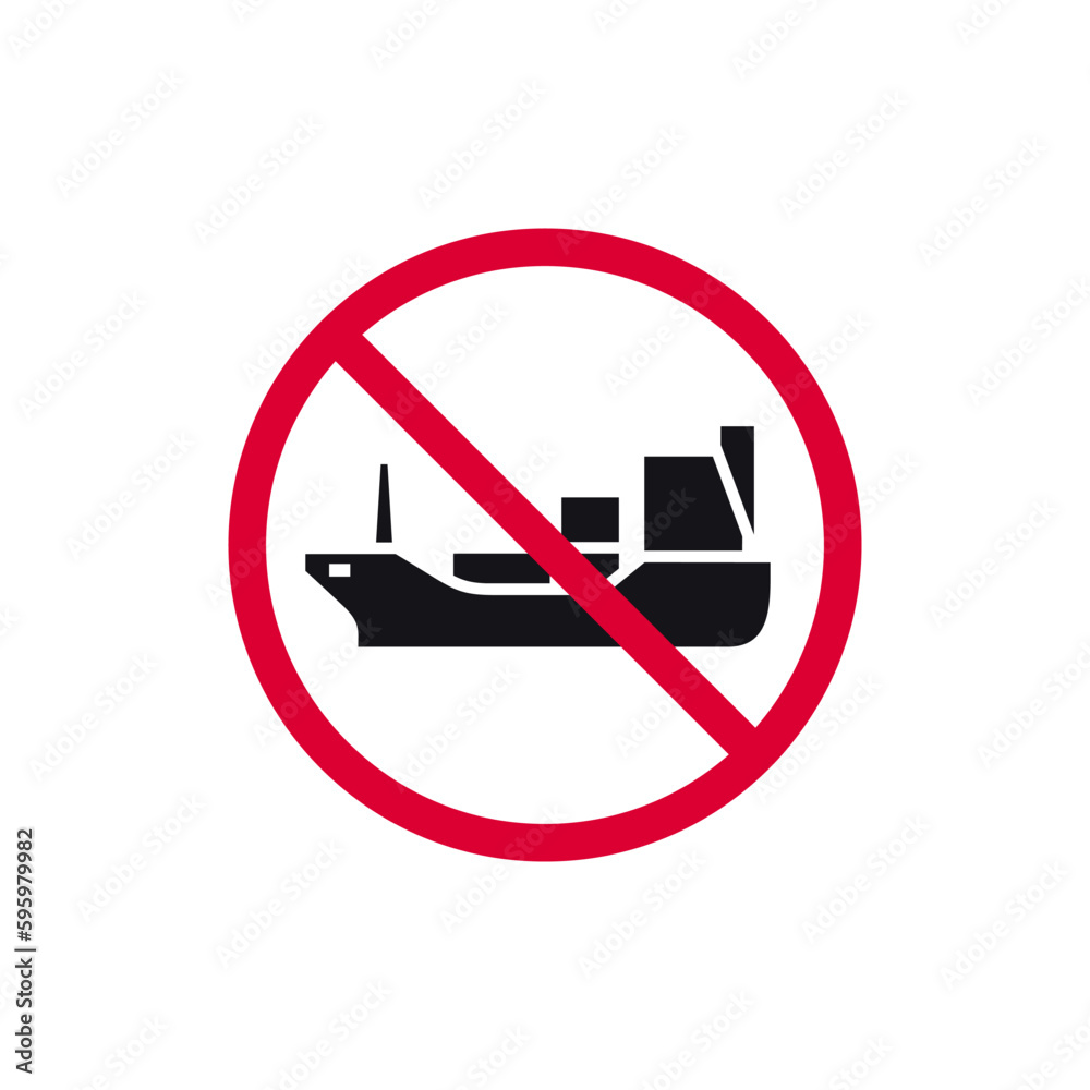 No tanker prohibited sign, cargo ship forbidden modern round sticker ...