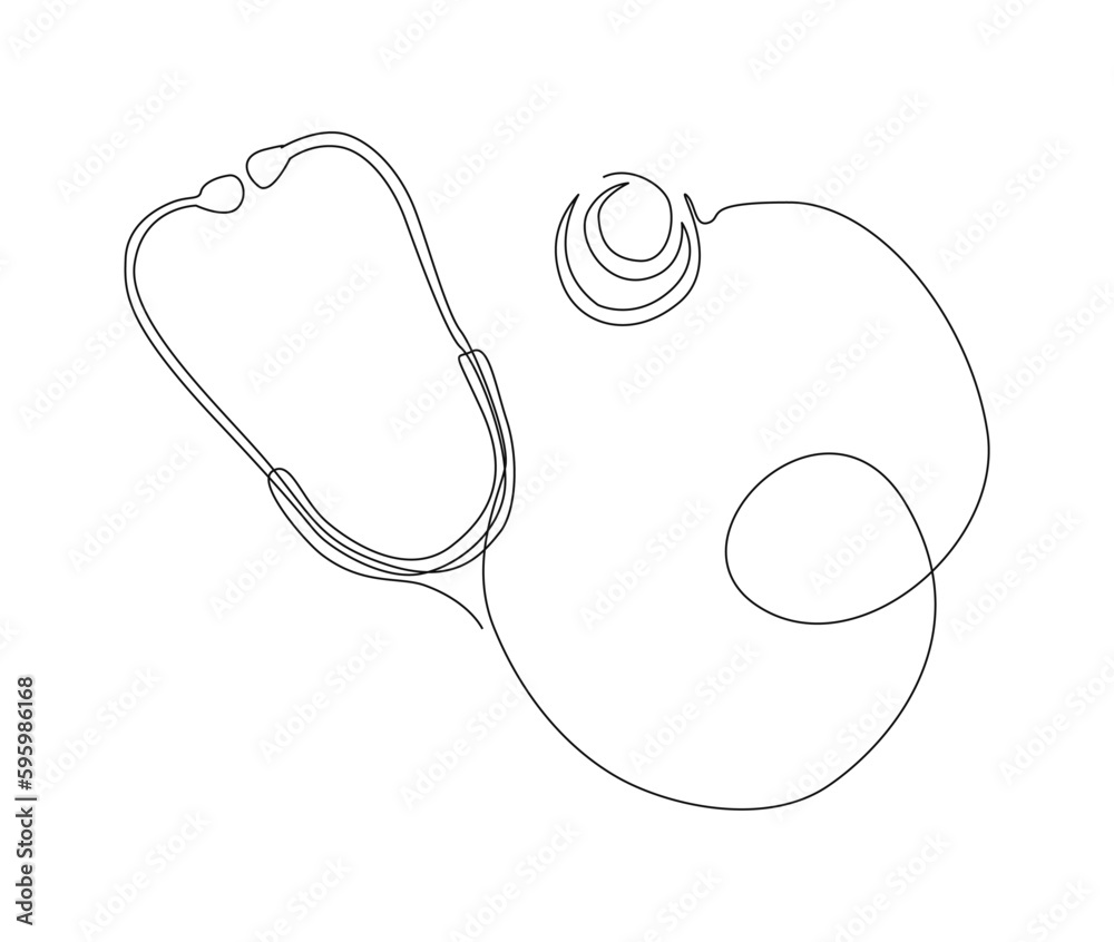Continuous line art drawing of stethoscope. Medical tool - stethoscope ...