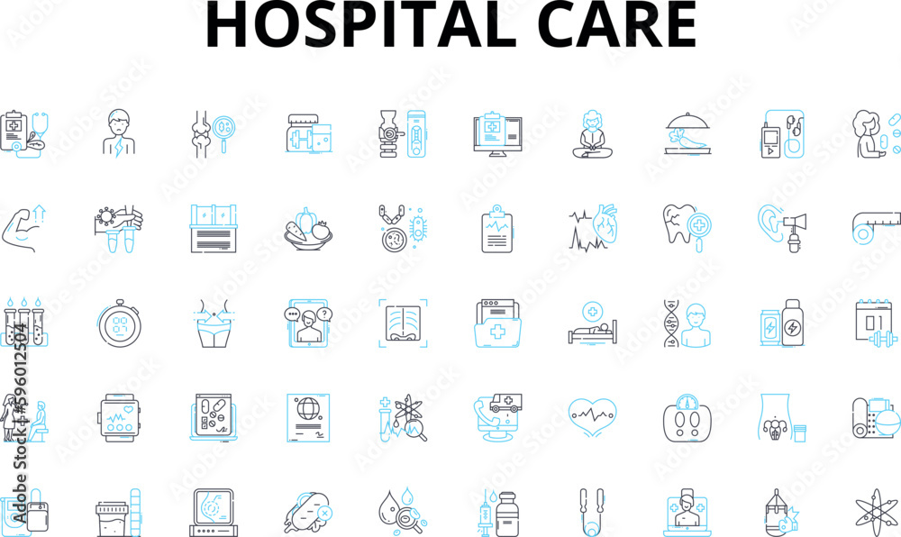 Vector de Stock Hospital care linear icons set. Treatment, Emergency ...