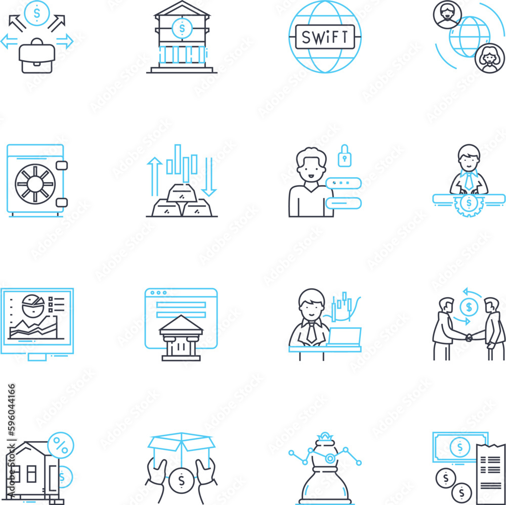 Mobile payment linear icons set. Wallet, Contactless, Transaction, Digital, NFC, Secure ...