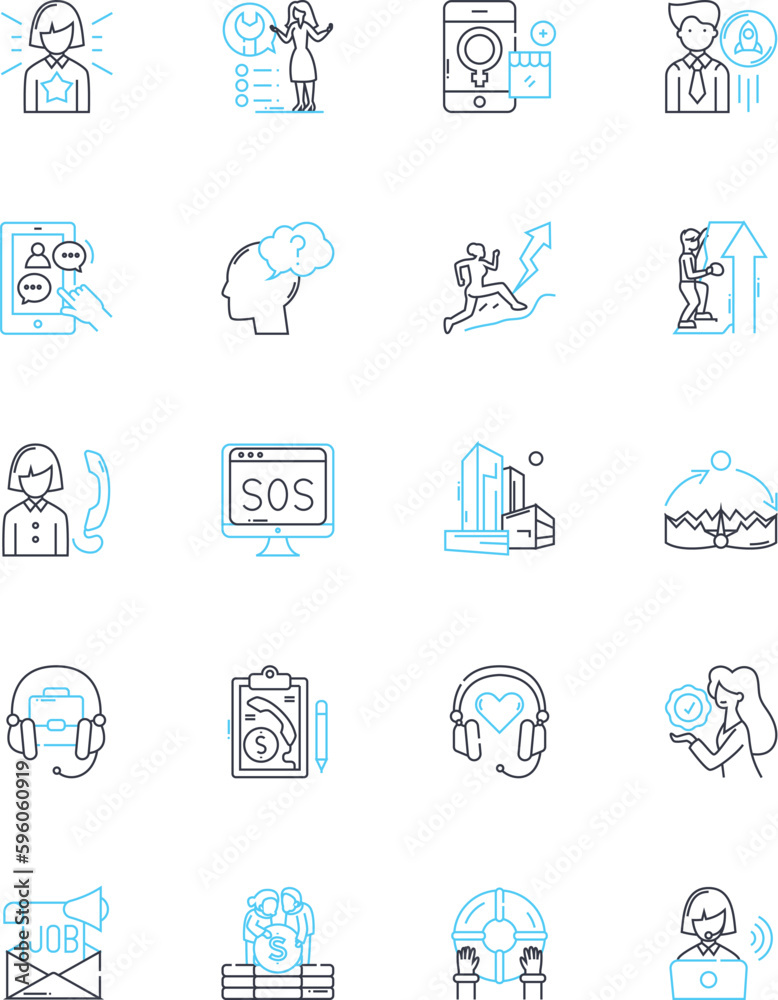 User communication linear icons set. Dialogue, Interaction, Engagement ...