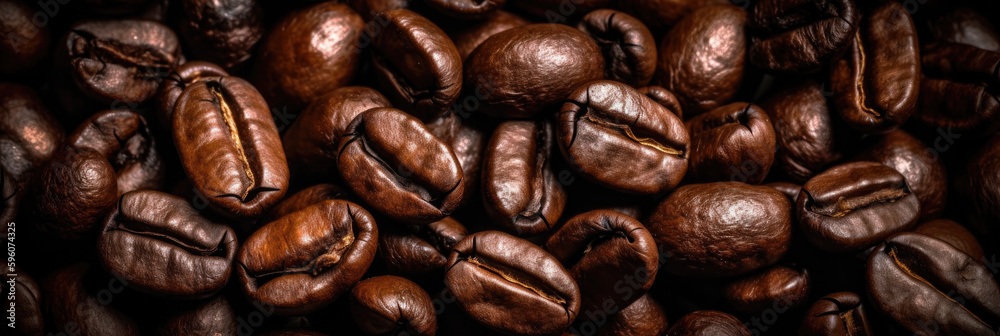 coffee bean, close up shot, top view, panoramic photo, studio light, on ...