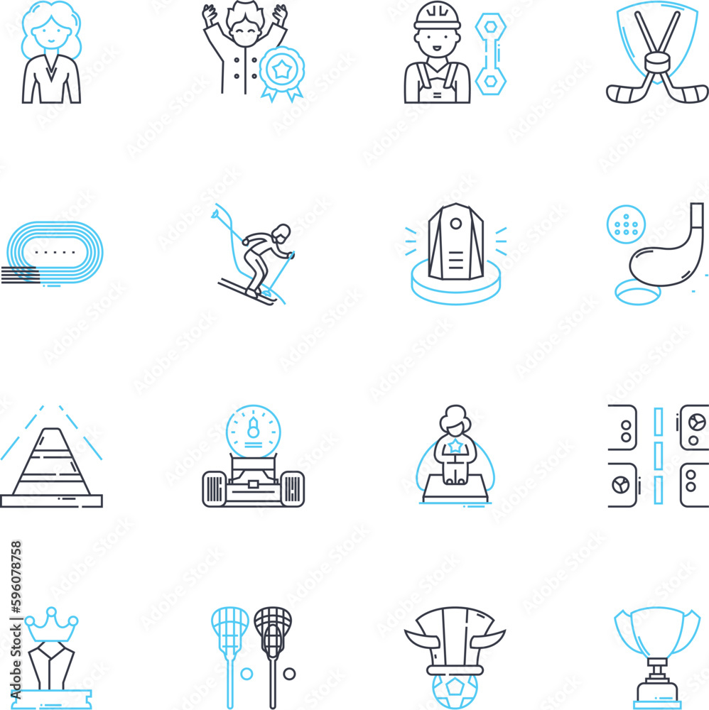 conqueror linear icons set. Victorious, Dominant, Leader, Conquering ...