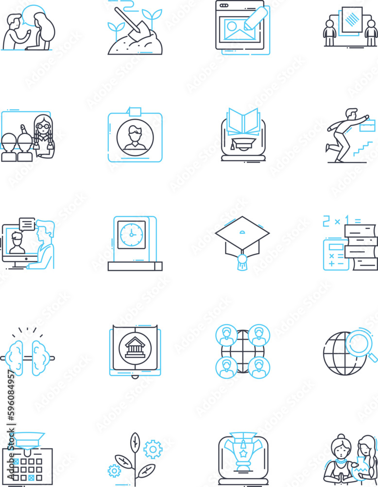 Technical Skills linear icons set. Coding, Engineering, Programming, Development, Designing ...