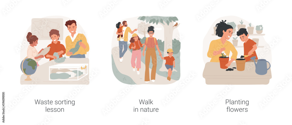 Earth Day isolated cartoon vector illustration set. Waste sorting ...