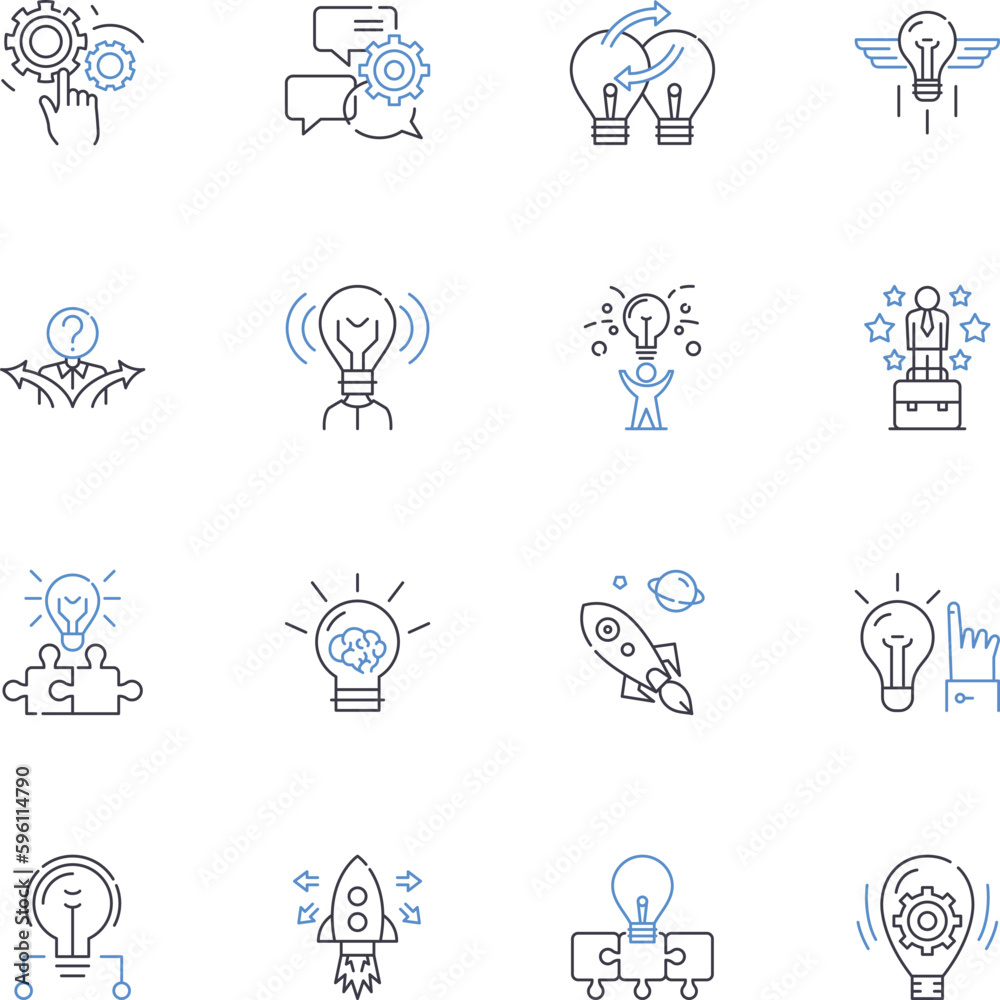 Design conception line icons collection. Innovation, Creativity, Inspiration, Visualization ...