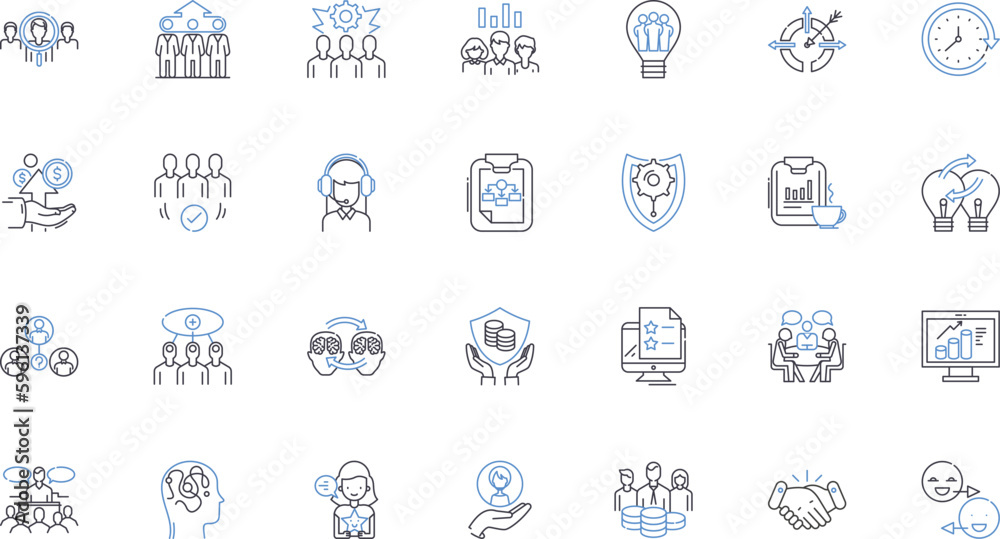 Control line icons collection. Power, Authority, Dominance, Management, Supremacy, Command ...