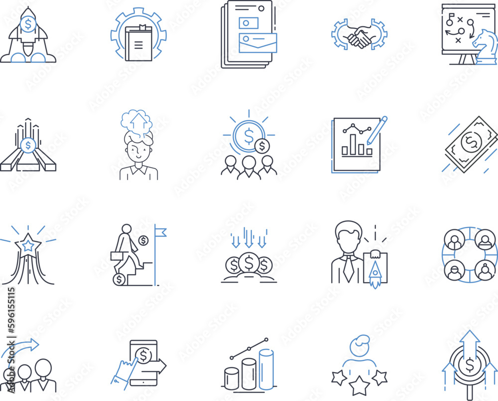 Power line icons collection. Strength, Dominance, Might, Energy ...