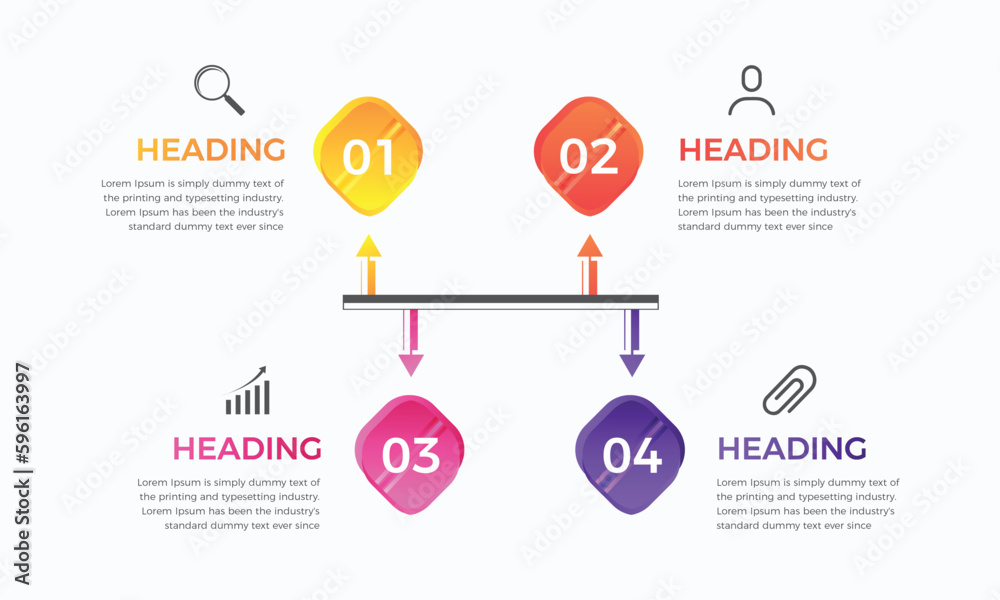 4 steps business infographics template. Modern colorful infographic steps. presentation and ...