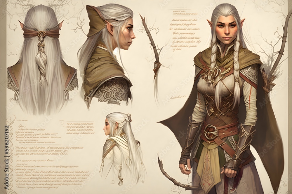 DD elf asian woman long platinum hair tall tan skin brown eyes archer ...