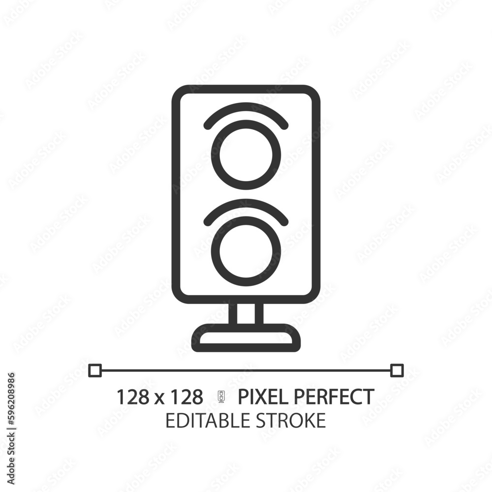 Vector de Stock Railway signalling pixel perfect linear icon. Traffic ...