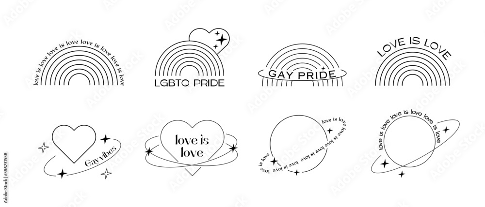 Trendy minimalist queer aesthetic linear shapes. Y2K pride month 90s ...