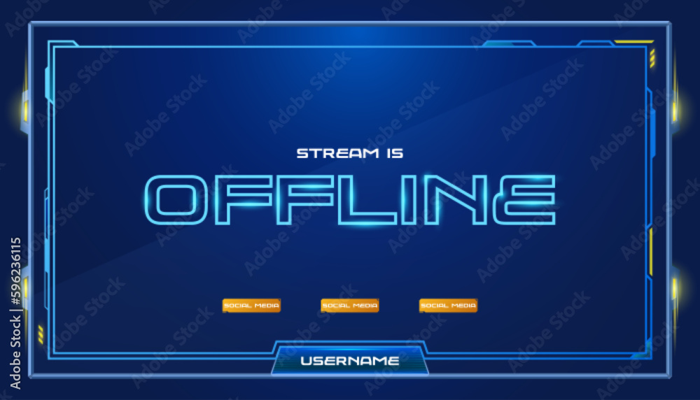 Vetor Offline banner blue stream template design. Game broadcast media ...