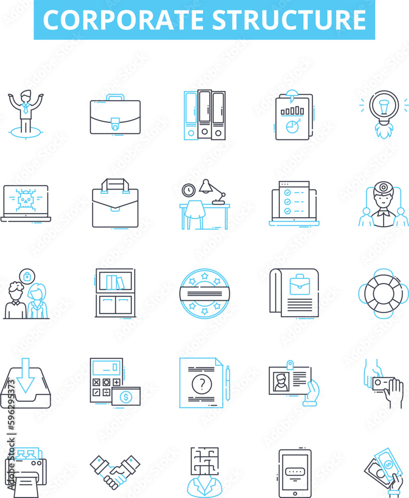 Corporate structure vector line icons set. Organisation, Hierarchy ...