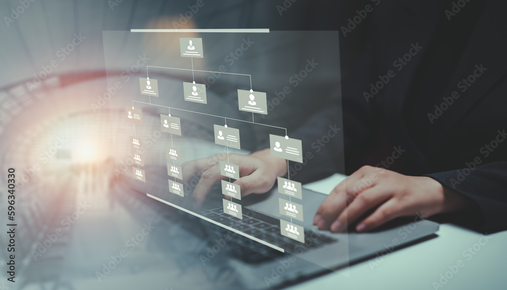 Photo Stock Organization chart with hierarchy structure of teams and ...