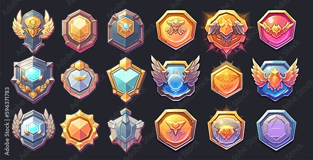 Game UI frame. Medal badge game. Stock Illustration | Adobe Stock
