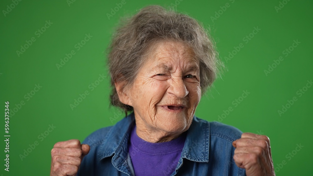 Portrait of toothless frustrated angry with despair upset hands raised ...