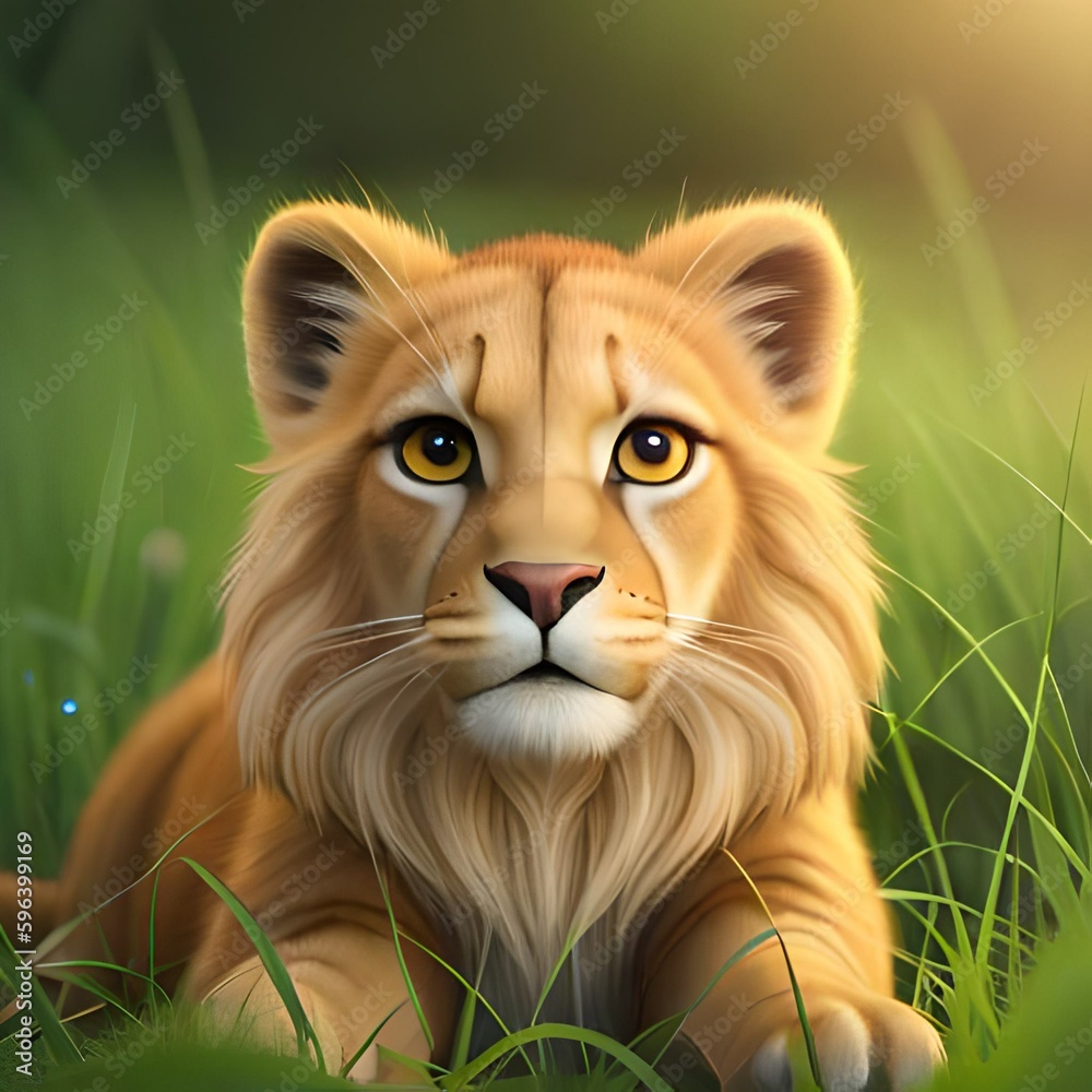 cute little lion - pltn style, Photography,a butterfly sat on the nose ...