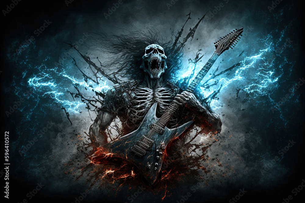Heavy metal fantasy guitar performer. AI Stock Illustration | Adobe Stock